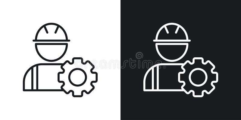 Service Icon Set.Contractor Worker with Helmet Vector Symbol in a Black ...