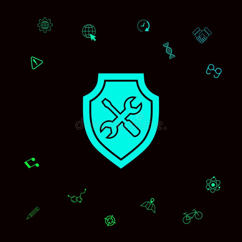 Service Icon - Shield with Screwdriver and Wrench . Graphic Elements ...