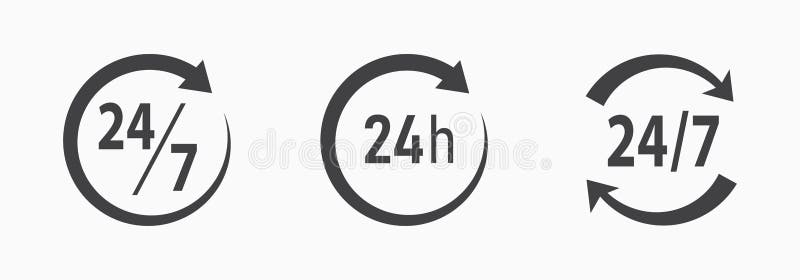24-7 Service Icon. Vector Illustration on White. Stock Vector ...