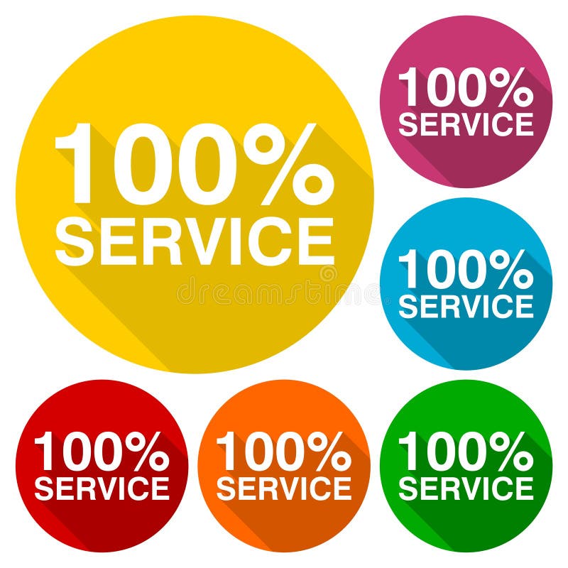 100 Service Icons Set with Long Shadow Stock Vector - Illustration of ...