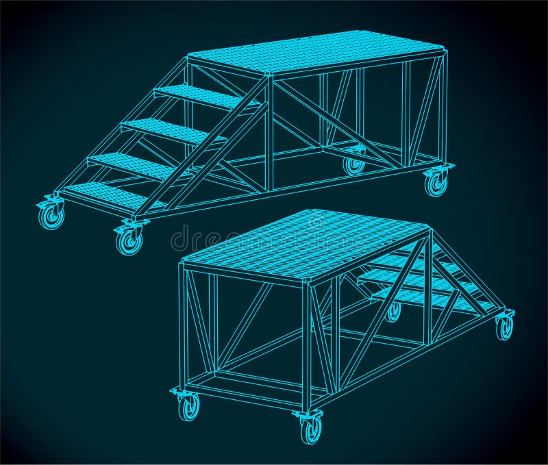 Rolling Service Ladder Drawings Stock Vector - Illustration of retail ...
