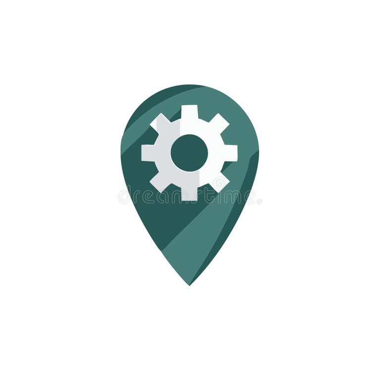 Service Location Icon with Gear and Map Pin Flat Design Vector Illustration Stock Vector ...
