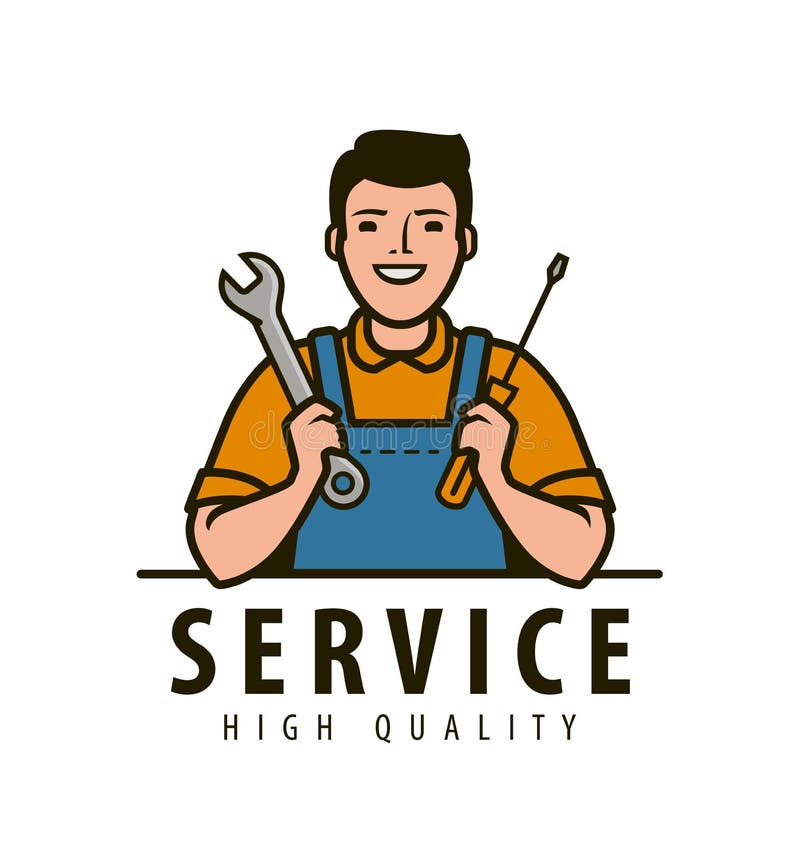 Service, Maintenance Logo. Technical Specialist with Tools Vector ...