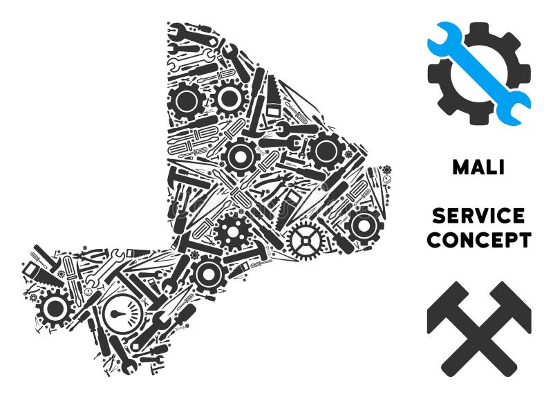 Composition Mali Map of Repair Tools Stock Vector - Illustration of ...
