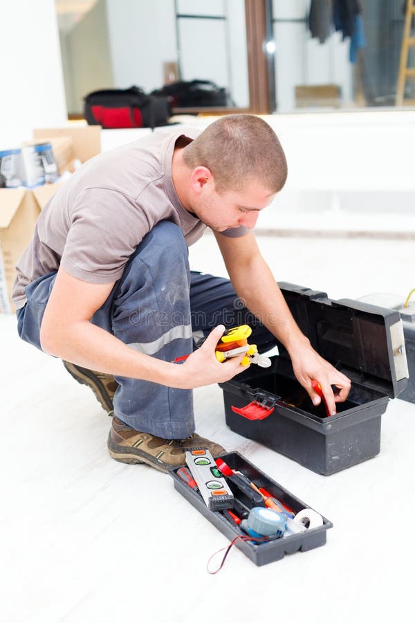 Service Man with His Toolbox Stock Photo - Image of craftsperson ...