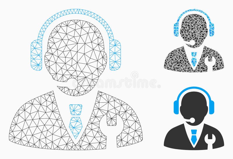 Service Manager Vector Mesh Carcass Model and Triangle Mosaic Icon ...