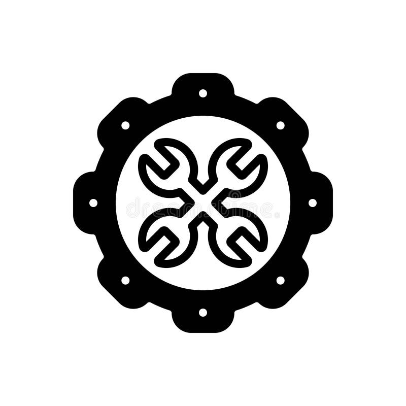 Black Solid Icon for Service Mark, Service and Gear Stock Illustration ...