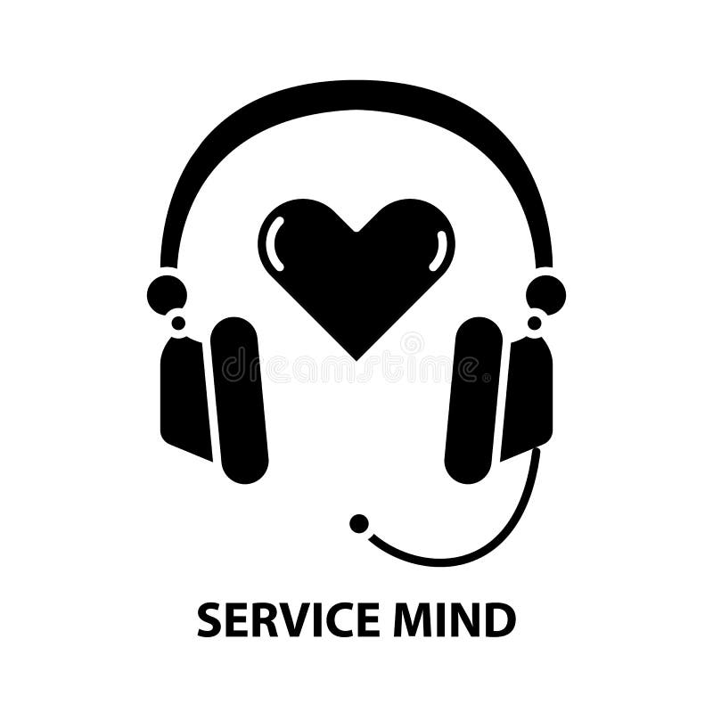 Service Mind Icon, Black Vector Sign with Editable Strokes, Concept ...
