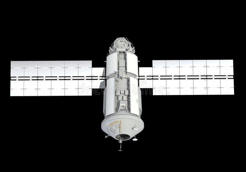 Service Module of ISS International Space Station 3D Rendering on Black ...
