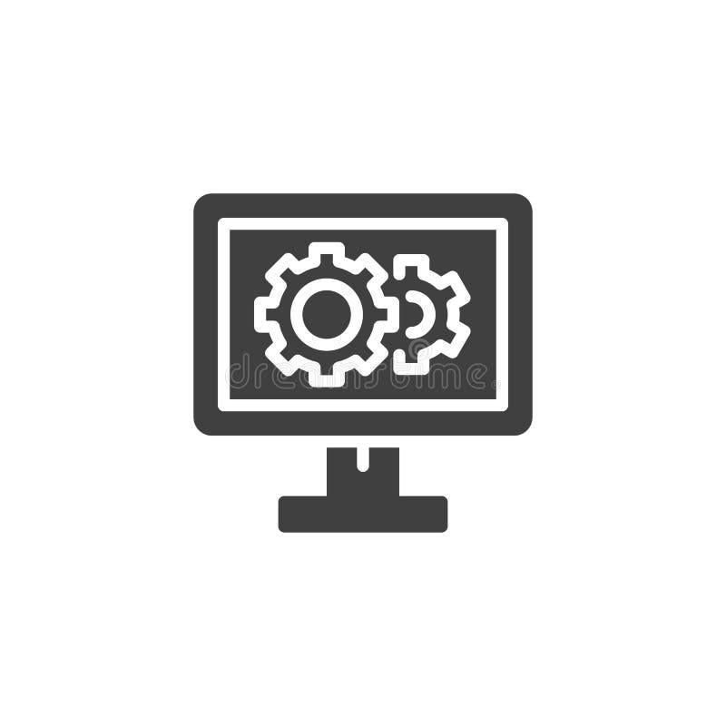 Service Monitor with Gear Vector Icon Stock Vector - Illustration of ...