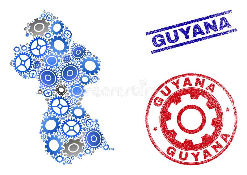 Service Mosaic Vector Guyana Map and Grunge Seals Stock Vector ...