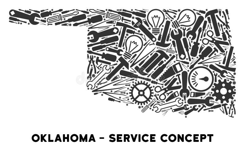 Mosaic Oklahoma State Map of Service Tools Stock Vector - Illustration ...