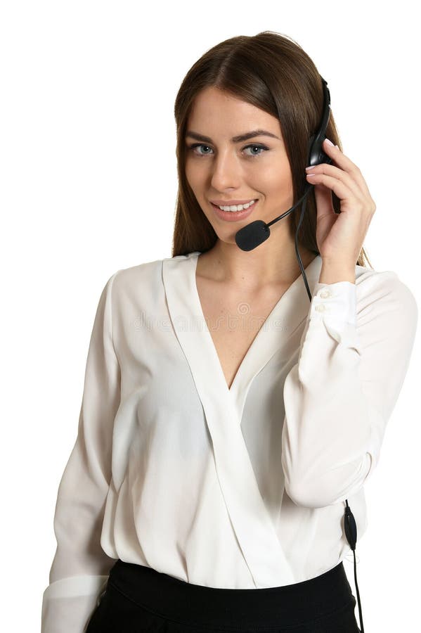Service Operator Woman with Headset Stock Image - Image of center ...