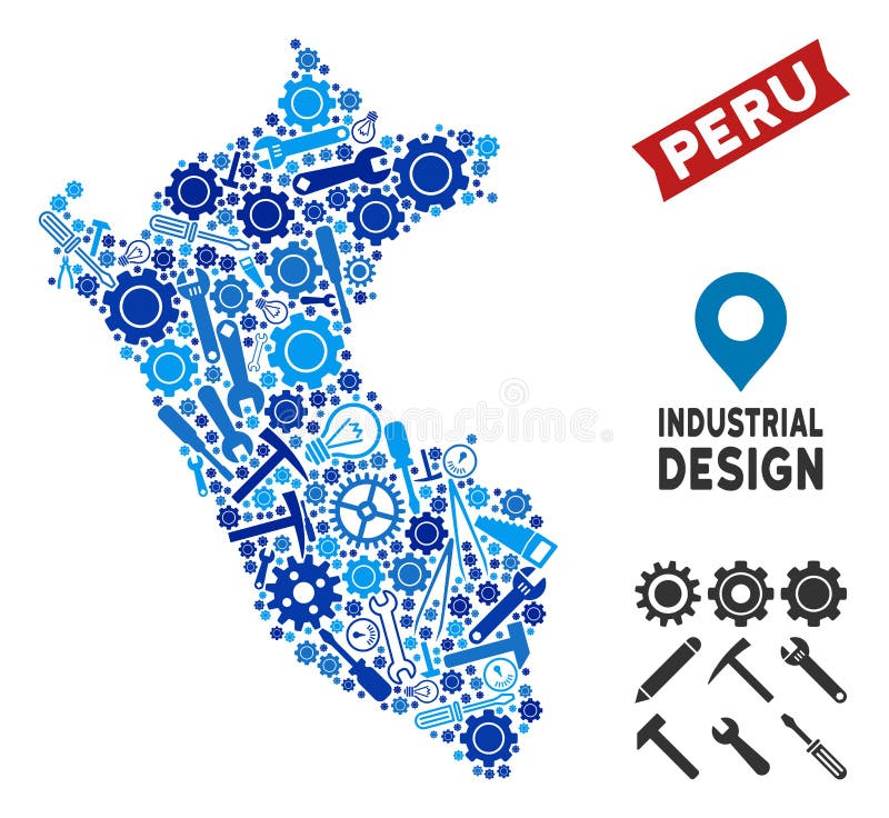 Instrument Peru Map Mosaic stock vector. Illustration of machinery ...