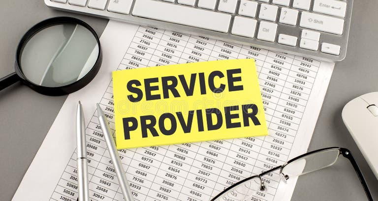 SERVICE PROVIDER Text Written on a Sticky on Chart with Keyboard and ...
