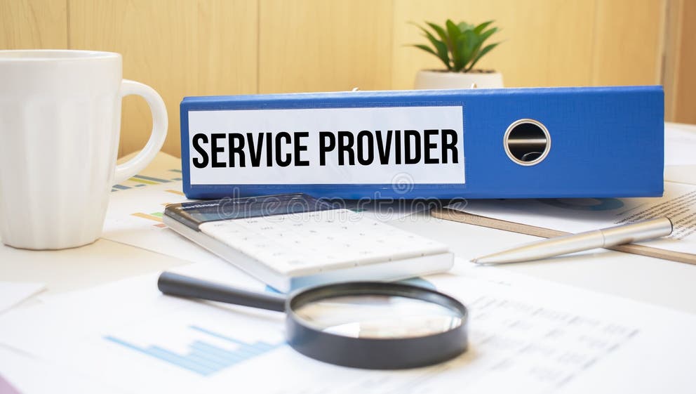 SERVICE PROVIDER Words on Labels with Document Binders Stock Image ...