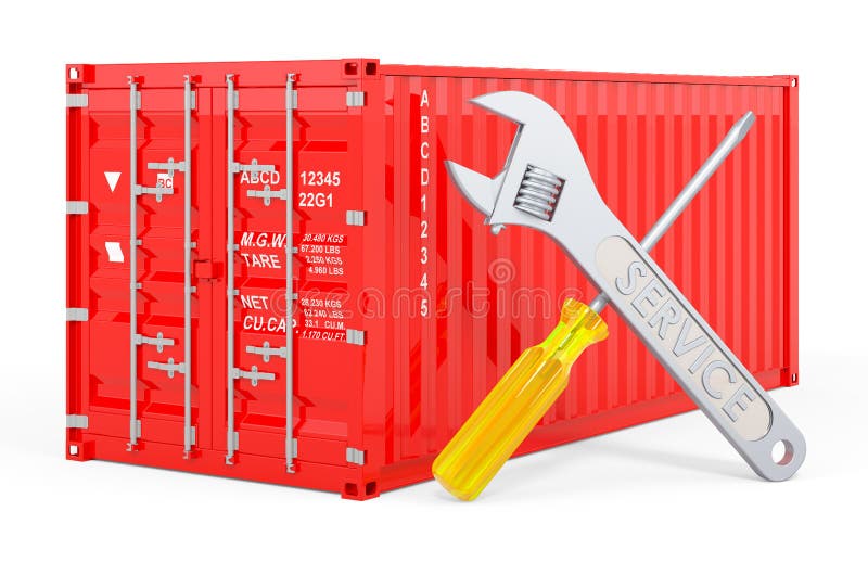 Service and Repair of Cargo Container. 3D Rendering Stock Illustration ...