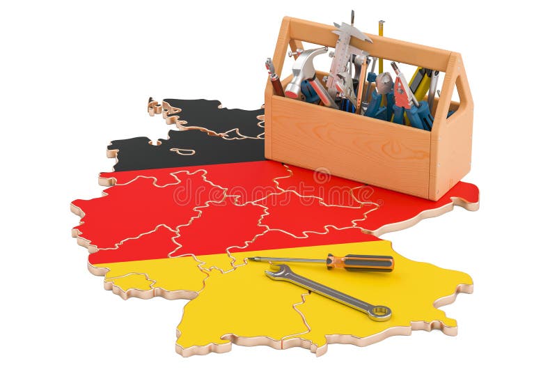 Service and Repair in Germany Concept, 3D Rendering Stock Illustration ... Service and Repair in Germany Concept, 3D Rendering Stock Illustration ...