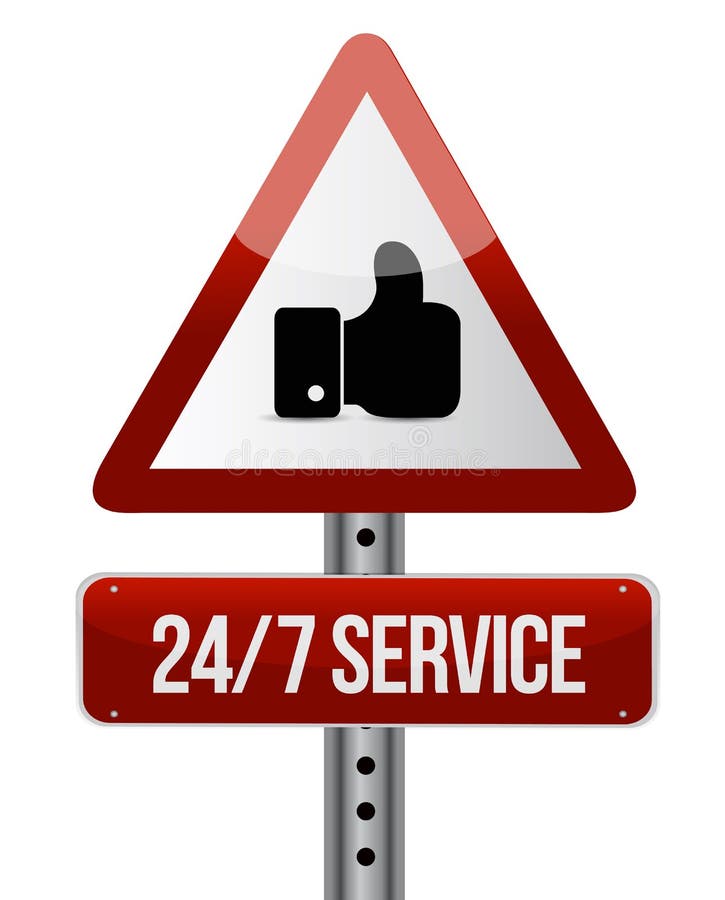 24-7 Service Road Sign Concept Stock Illustration - Illustration of ...
