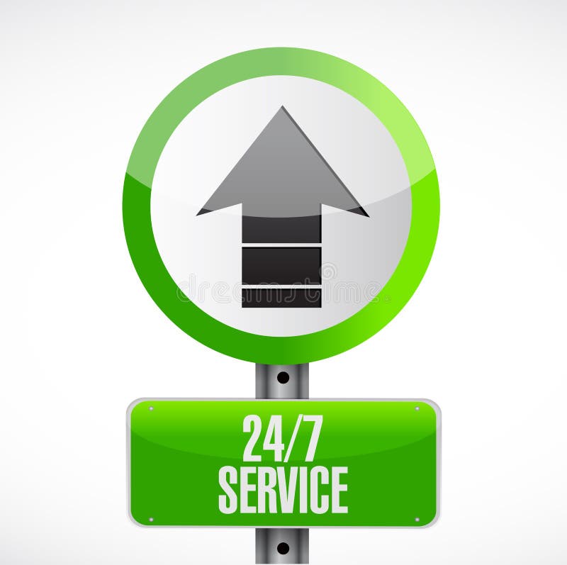 24-7 Service Road Sign Concept Stock Illustration - Illustration of ...