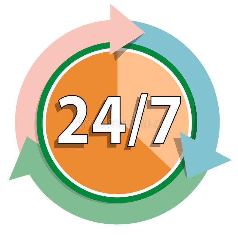 24-7 Service People Sign Concept Stock Illustration - Illustration of ...