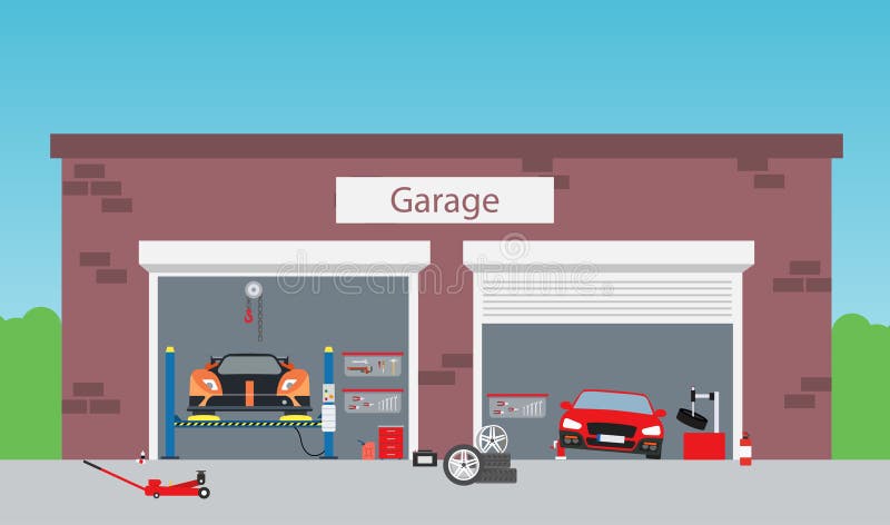 Service shop garage stock illustration. Illustration of paint - 58408688