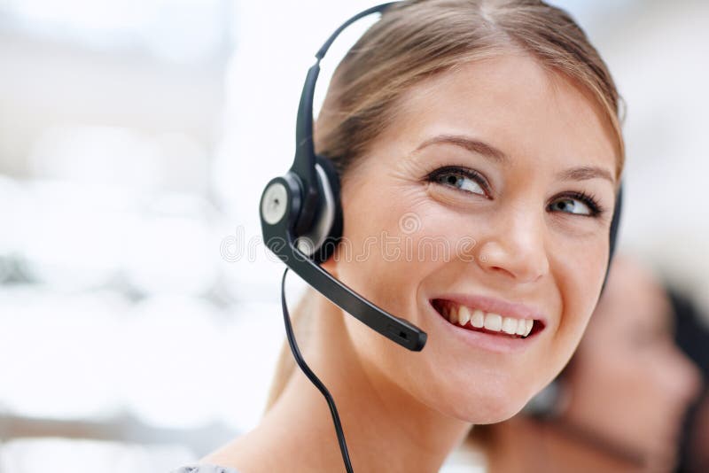 Pretty receptionist stock photo. Image of headset, business - 25444170
