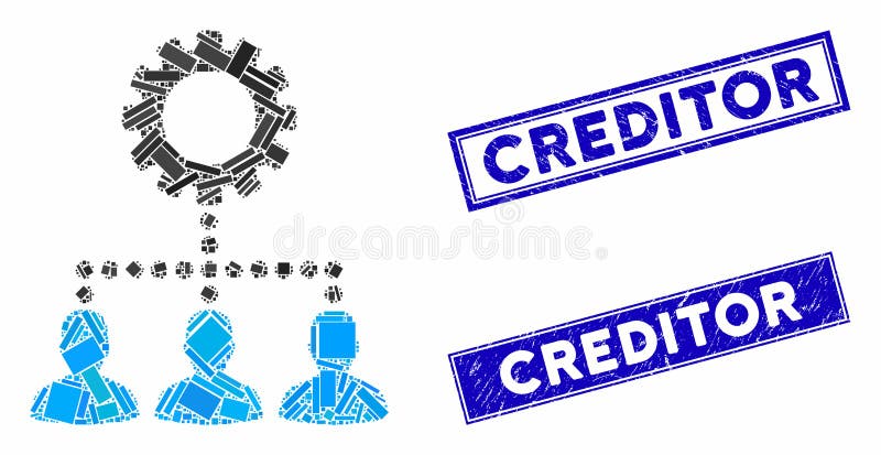 Service Staff Mosaic and Scratched Rectangle Creditor Seals Stock ...