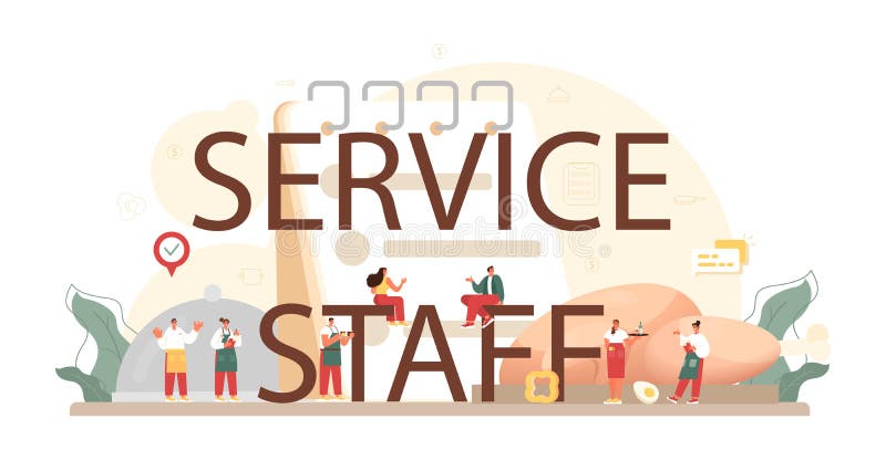 Service Staff Typographic Header. Restaurant Staff in the Uniform Stock ...