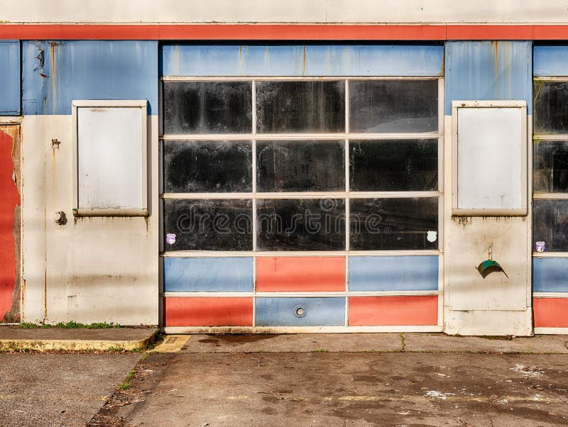 Service Station Garage Doors Stock Image - Image of structure, white ...