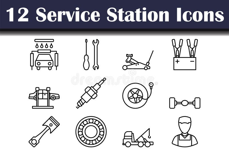 Service Station Icon Set stock vector. Illustration of icon - 247885909