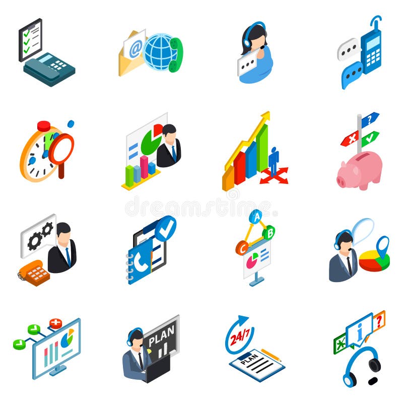 Service Support Icons Set, Isometric Style Stock Vector - Illustration ...