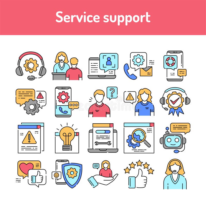 Service Support Line Icons Set. Isolated Vector Element Stock Vector ...
