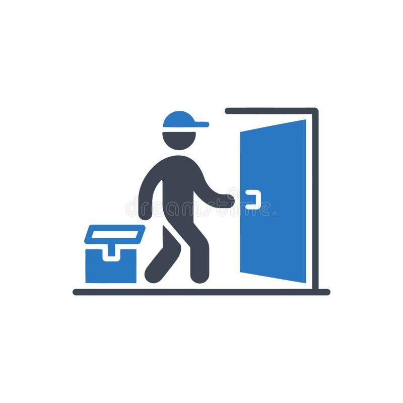 Service Technician Entering Door Icon Stock Vector - Illustration of ...