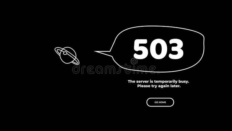 503 Service Temporarily Unavailable Error Page. Vector Layout Template ...