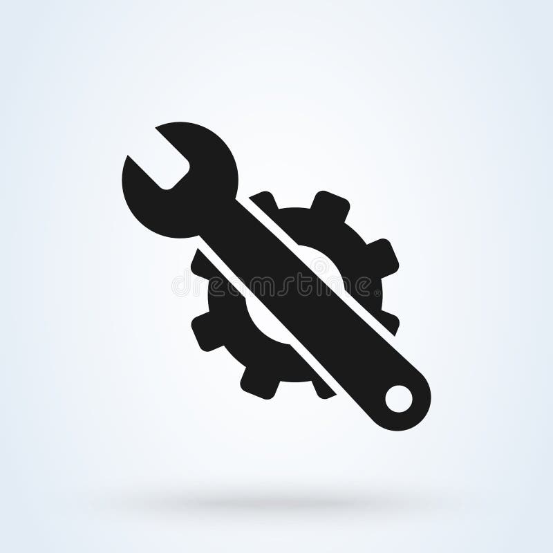 Service Tool, Gear Symbol Simple Vector Modern Icon Design Illustration ...