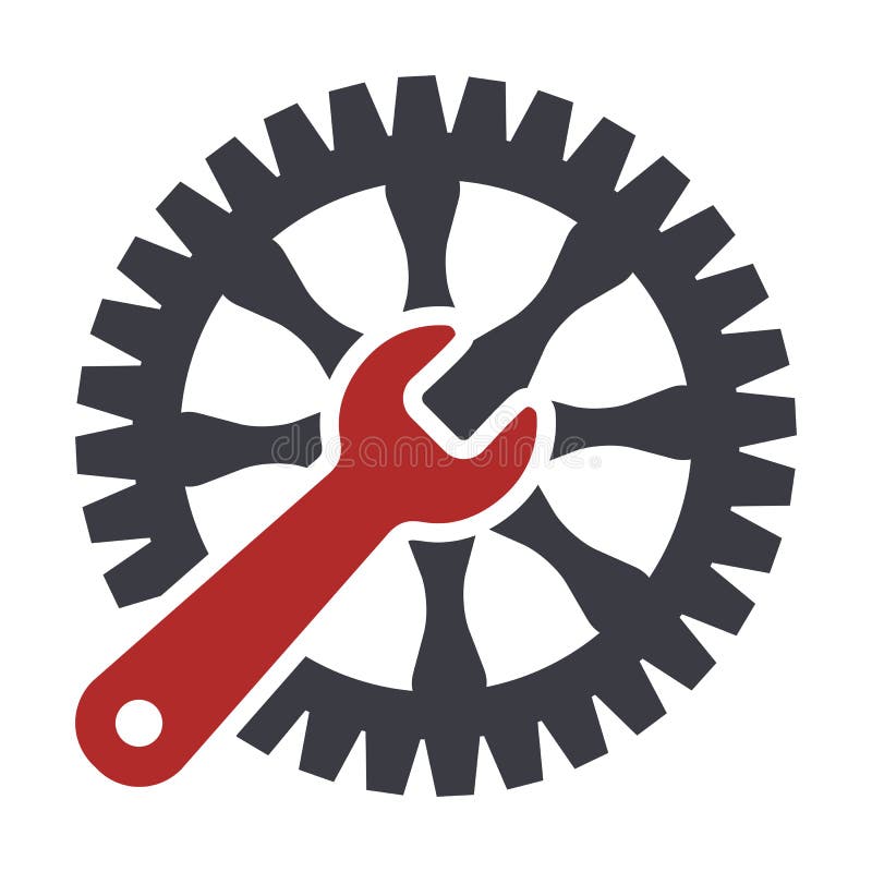 Service Tool Icons with Gear and Spanner Stock Vector - Illustration of ...