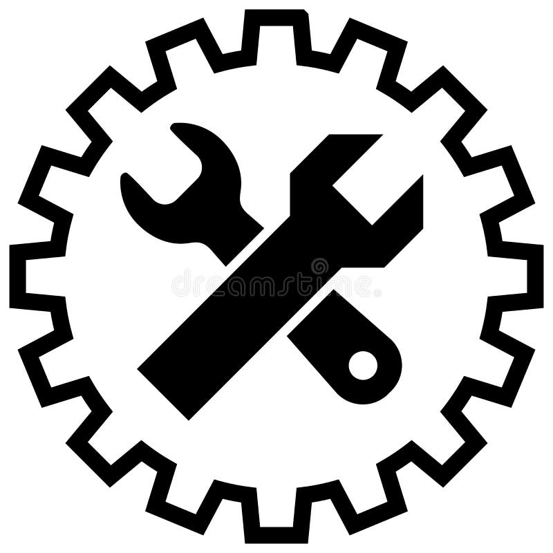 Service Tool Icons with Gear and Spanner Stock Vector - Illustration of ...