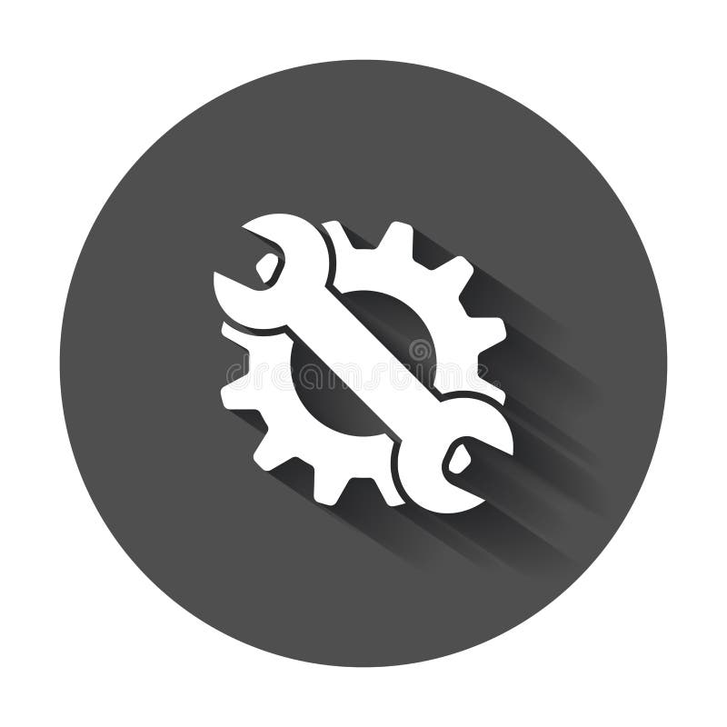 Service Tools Flat Vector Icon. Cogwheel with Wrench Symbol Logo Stock ...