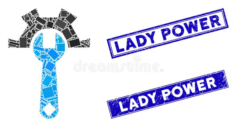 Service Tools Mosaic and Distress Rectangle Lady Power Stamps Stock ...