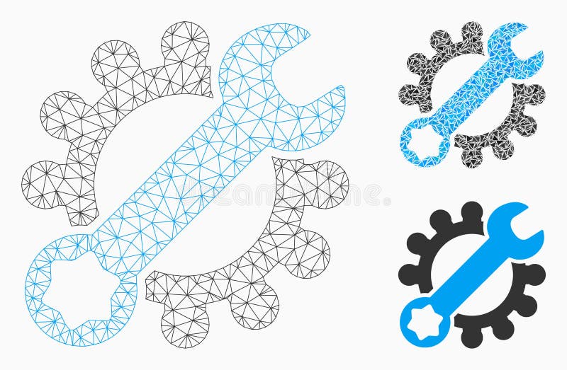 Service Tools Vector Mesh 2D Model and Triangle Mosaic Icon Stock ...