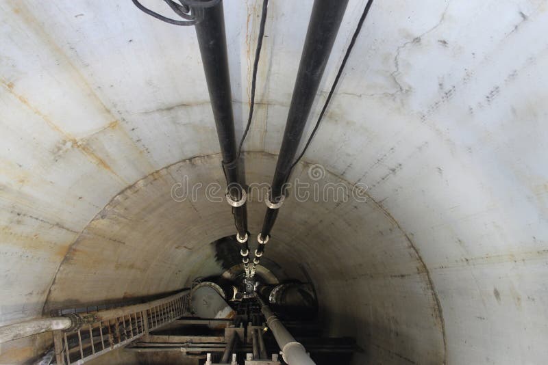 Service Tunnel in the Subway. Reinforced Concrete Wall with an Open ...