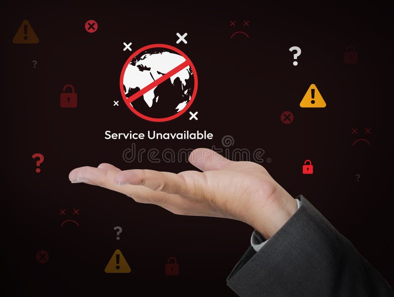 Service Unavailable Concept Background with Globe Hovering on the Hand ...