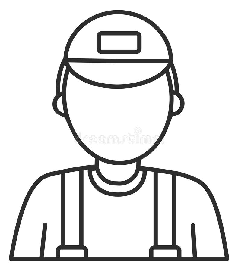 Service Worker Avatar. Construction Builder Line Icon Stock ...