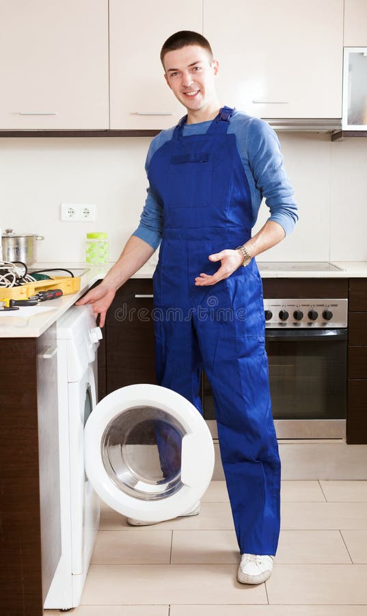 Service worker at home stock image. Image of interior - 42364563