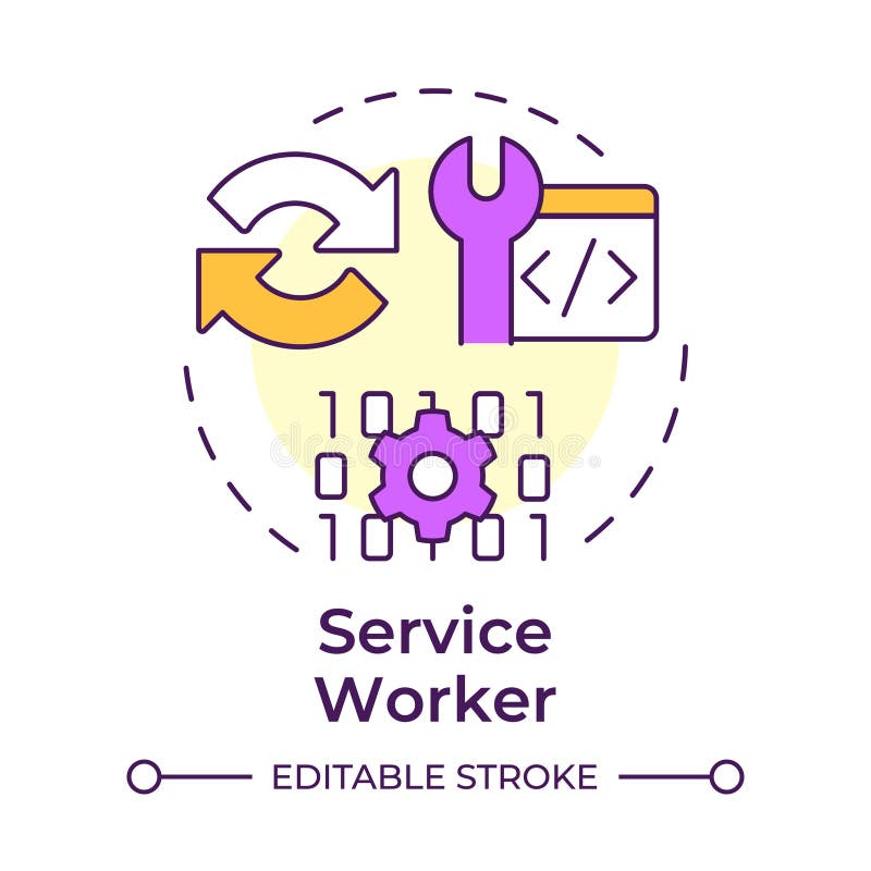 Service Worker Multi Color Concept Icon Stock Illustration ...