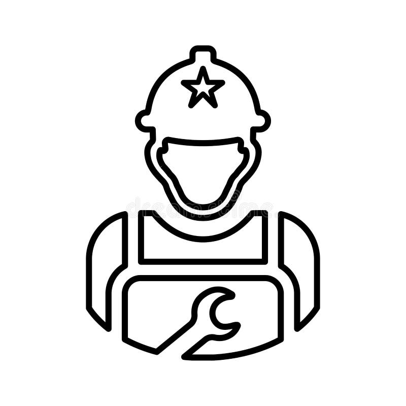 Serviceman, Engineer Outline Icon. Line Art Vector Stock Vector ...