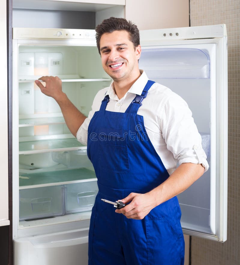 Serviceman Fixing Technical Problems Stock Photo - Image of door ...