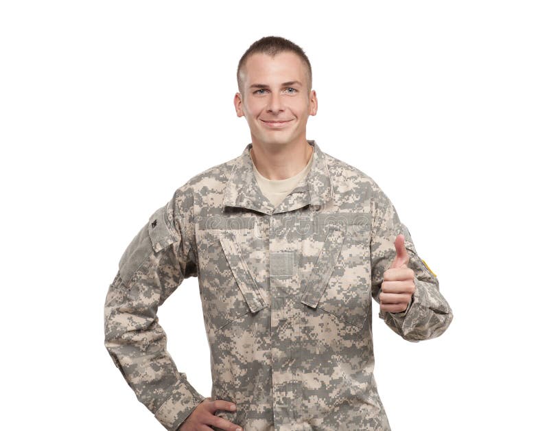 Happy Soldier Giving Thumbs Up Stock Photo - Image of force, pride ...