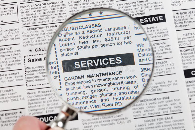 Services Ad stock image. Image of glass, media, classified - 78883437